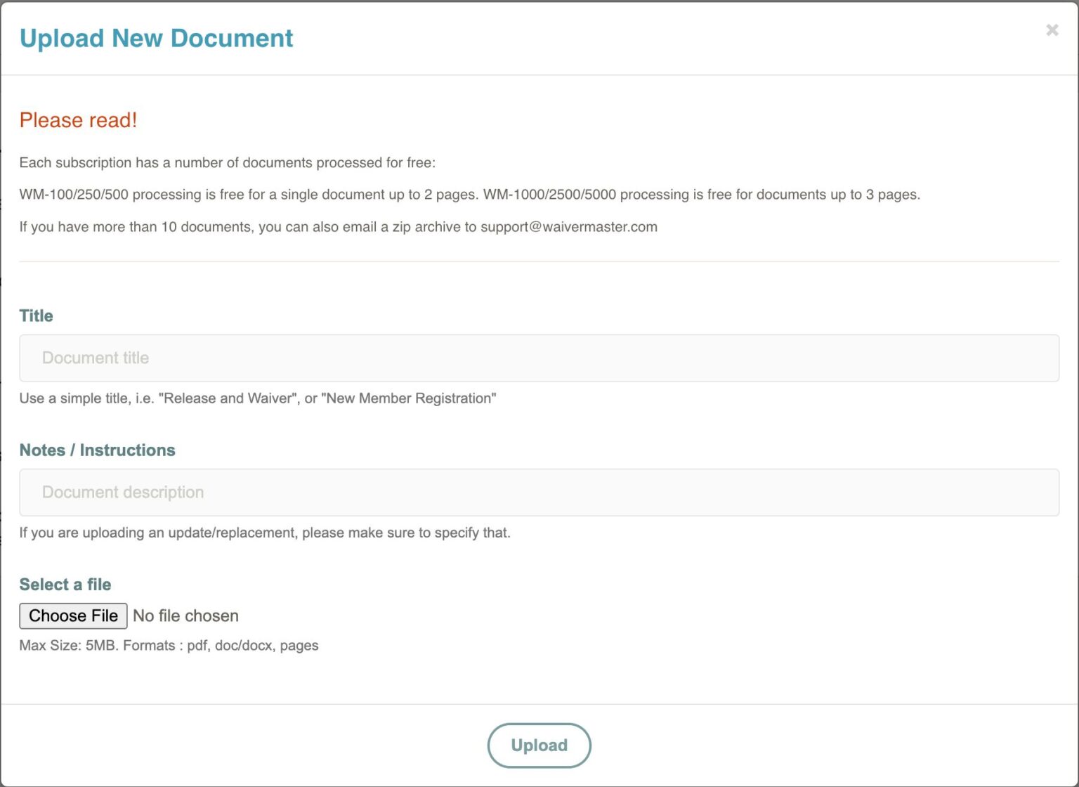 1. Uploading Your First Document – WaiverMaster Knowledge Base